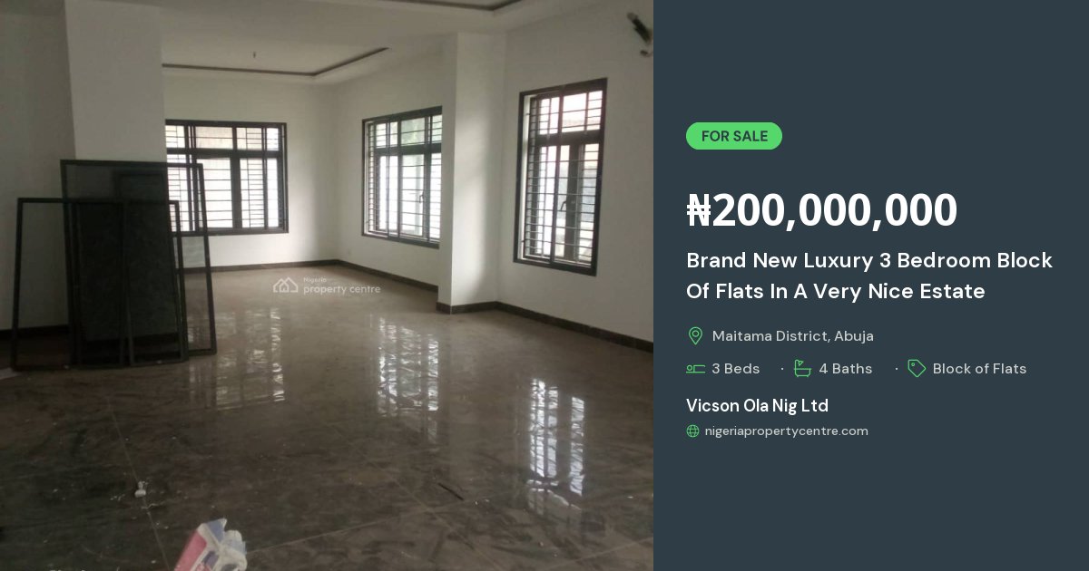 For Sale: Brand New Luxury 3 Bedroom Block Of Flats In A Very Nice ...