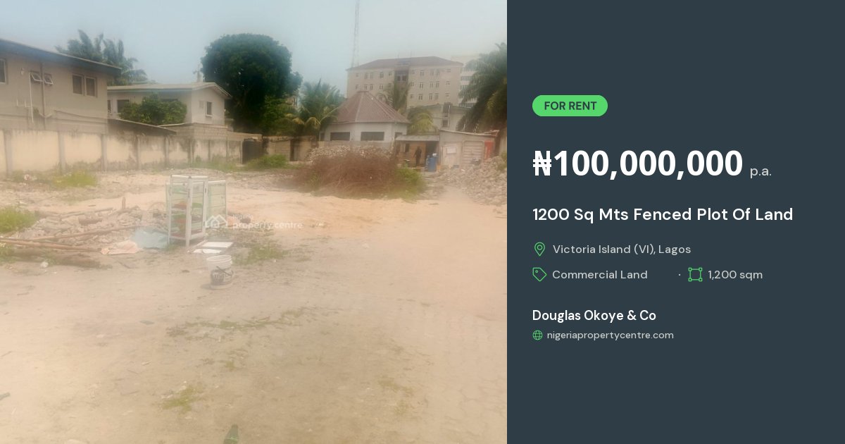 For Rent: 1200 Sq Mts Fenced Plot Of Land, Off Akin Adesola Street ...
