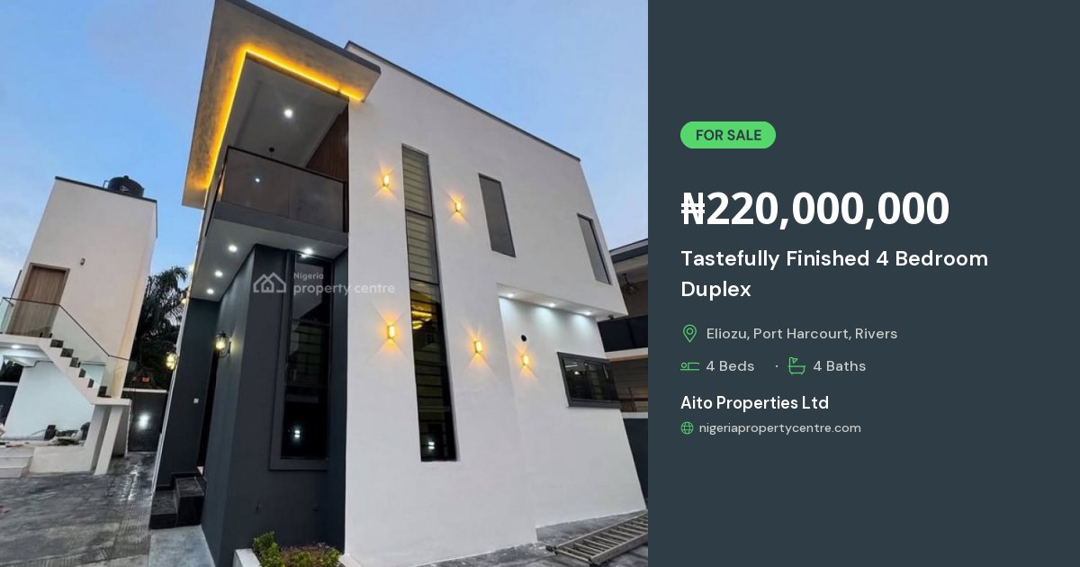 For Sale: Tastefully Finished 4 Bedroom Duplex, Shell Cooperative ...