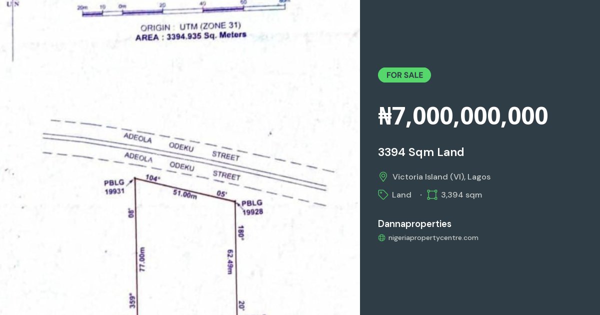 For Sale: 3394 Sqm Land, Adeola Odeku, Victoria Island (VI), Lagos ...