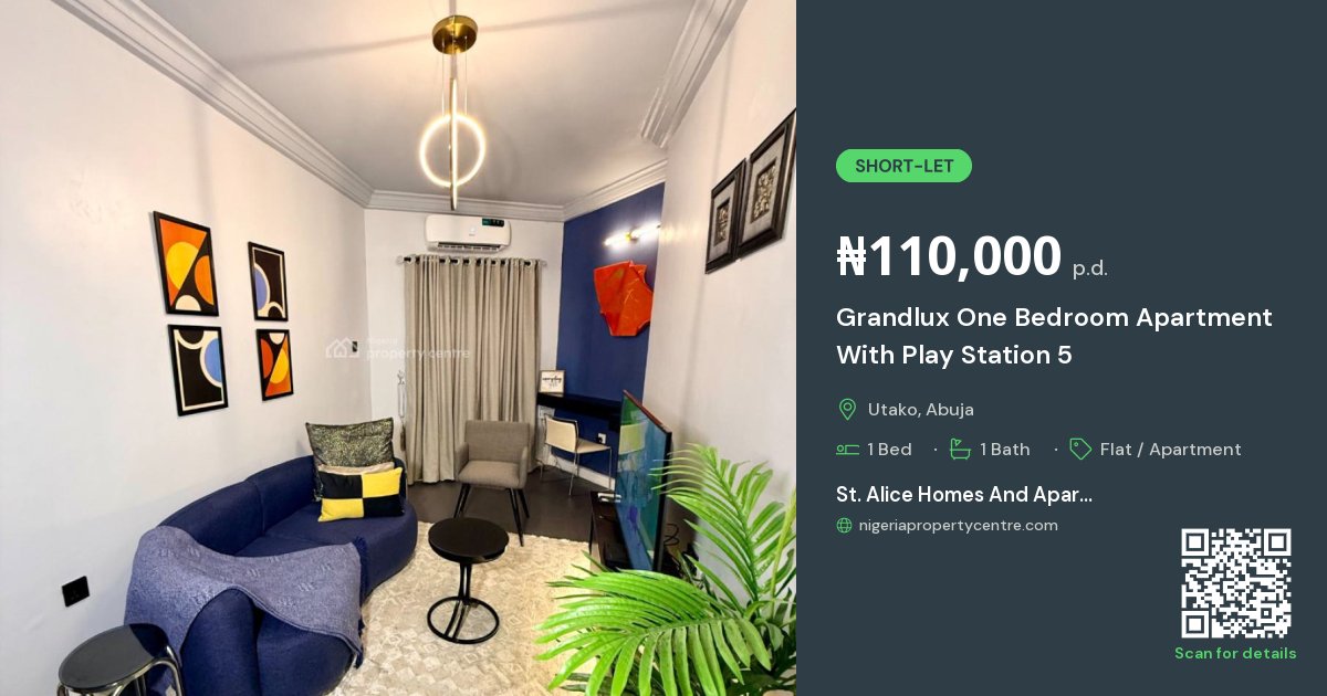 Short Let: Grandlux One Bedroom Apartment With Play Station 5, Utako ...