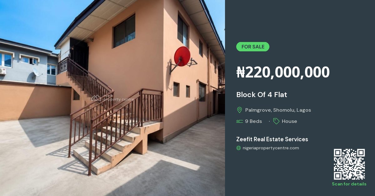 For Sale: Block Of 4 Flat, Off Pedro, Palm Groove Lagos, Palmgrove ...