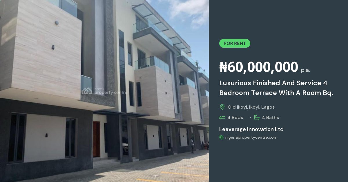 For Rent: Luxurious Finished And Service 4 Bedroom Terrace With A Room ...