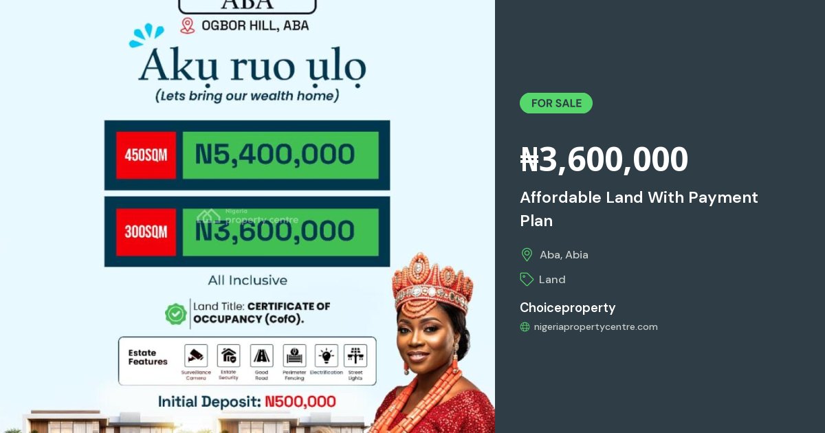 For Sale: Affordable Land With Payment Plan, Ogbor Hill, Aba, Abia ...