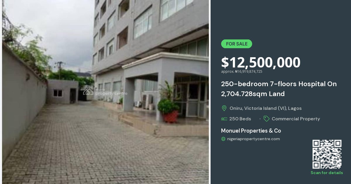 For Sale: 250-bedroom 7-floors Hospital On 2,704.728sqm Land, Oniru ...