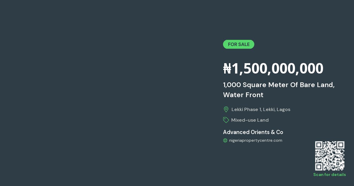 For Sale: 1,000 Square Meter Of Bare Land, Water Front, Chibo Ofodile ...