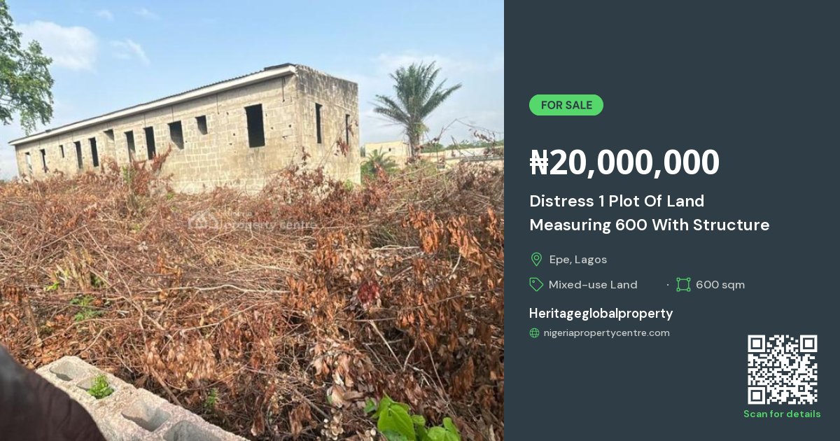 For Sale: Distress 1 Plot Of Land Measuring 600 With Structure, Imokun ...