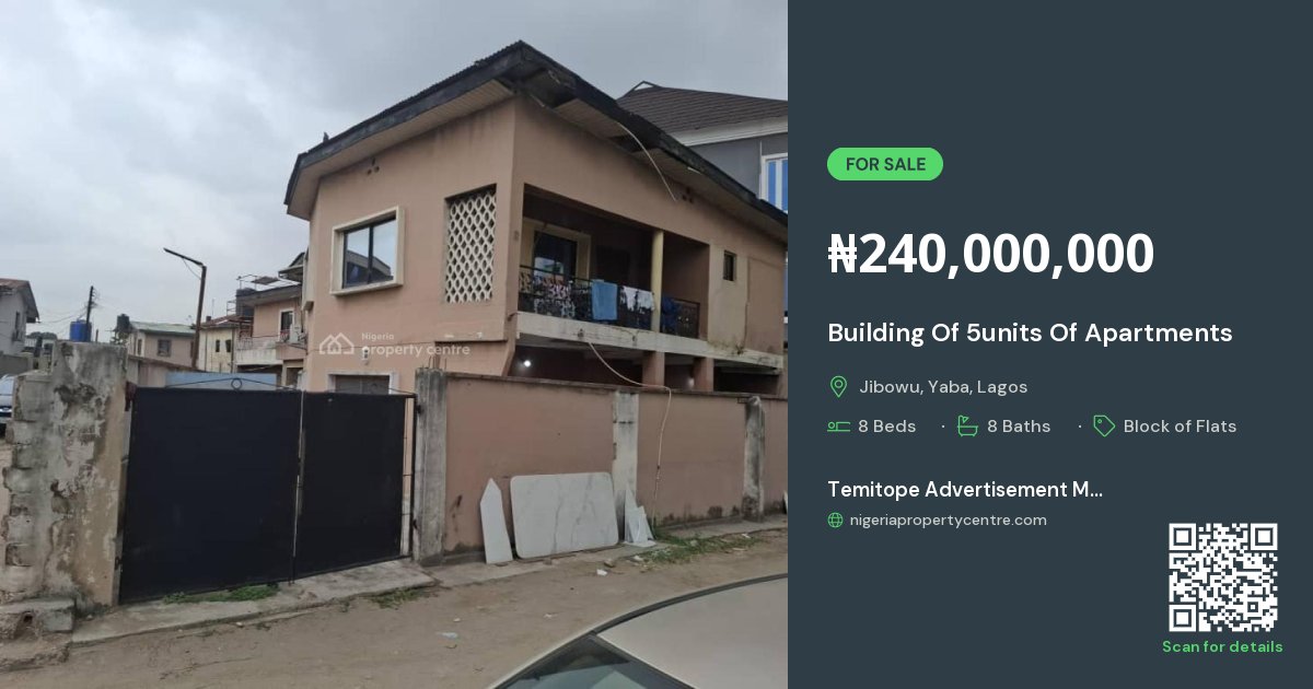 For Sale: Building Of 5units Of Apartments, Jibowu, Yaba, Lagos | 8 ...