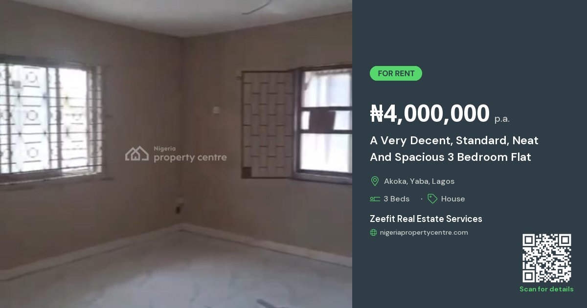 For Rent: A Very Decent, Standard, Neat And Spacious 3 Bedroom Flat ...
