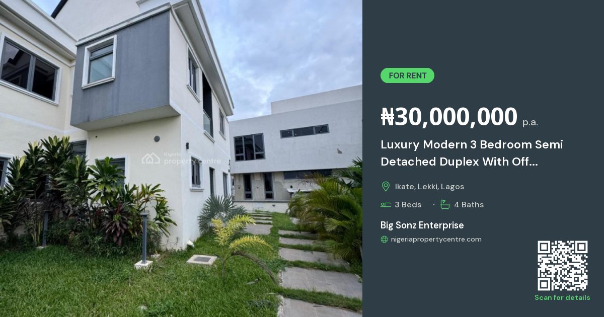 For Rent: Luxury Modern 3 Bedroom Semi Detached Duplex With Office ...