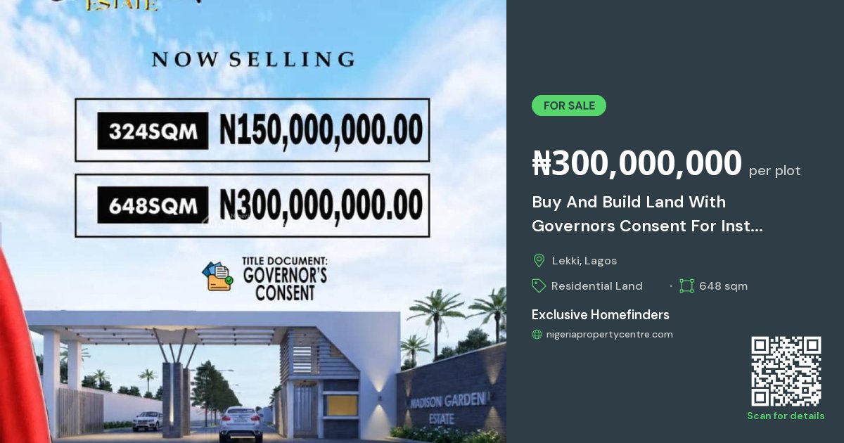 For Sale: Buy And Build Land With Governors Consent For Instant ...