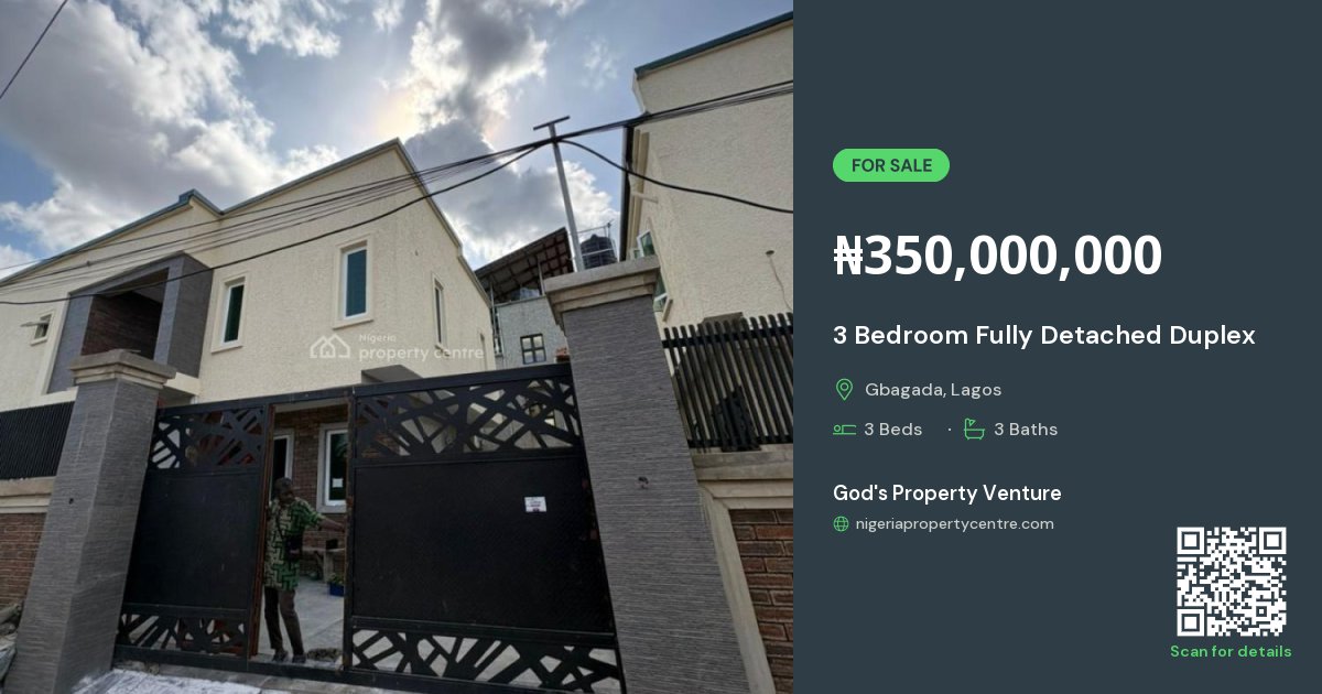 For Sale: 3 Bedroom Fully Detached Duplex, Gbagada, Lagos | 3 Beds, 3 ...