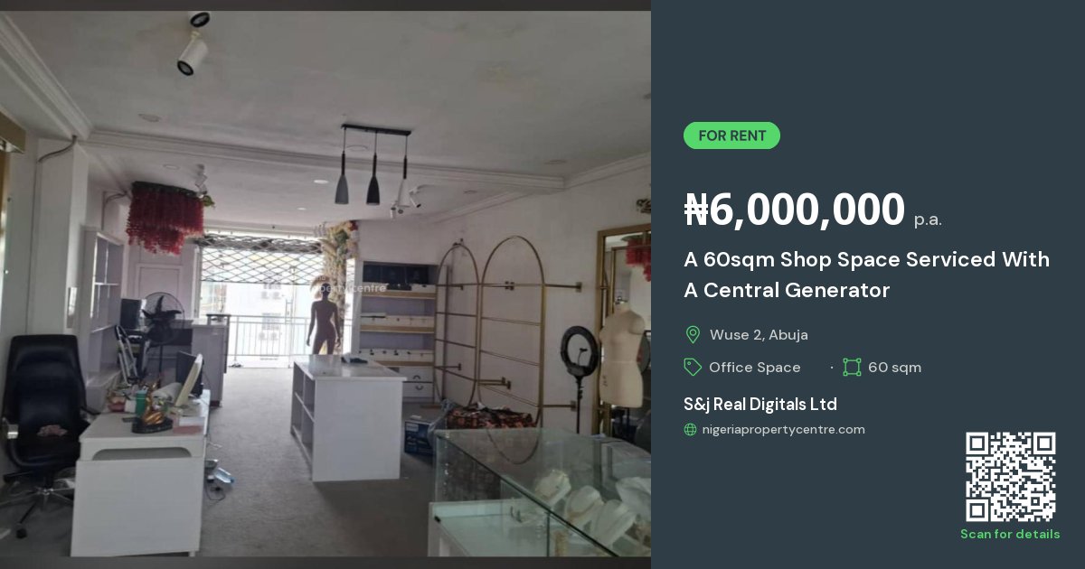 For Rent: A 60sqm Shop Space Serviced With A Central Generator ...