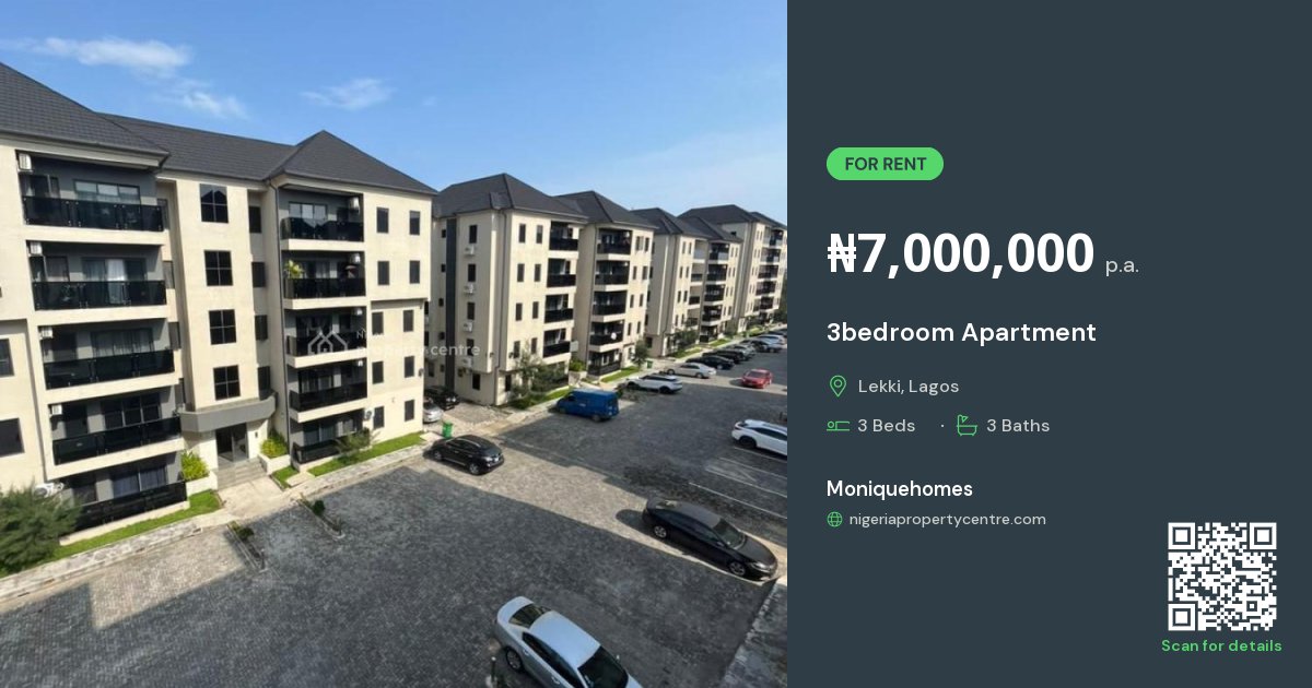 For Rent: 3bedroom Apartment, Megamond Estate, Lekki, Lagos | 3 Beds, 3 ...