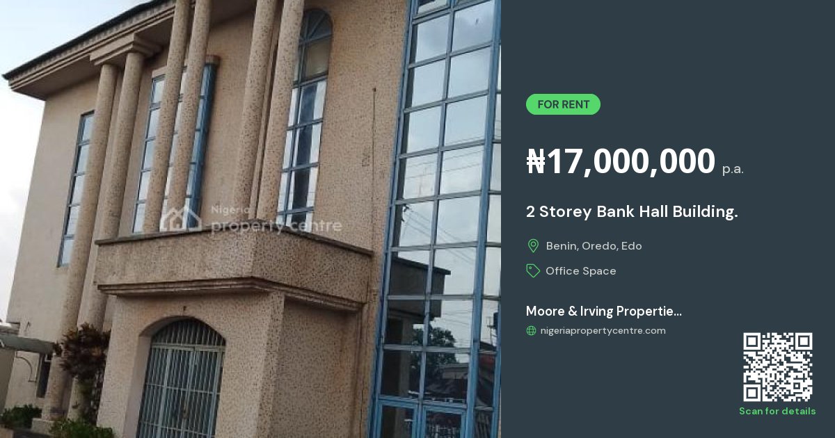 For Rent: 2 Storey Bank Hall Building., Benin-lagos Road, Benin, Oredo ...