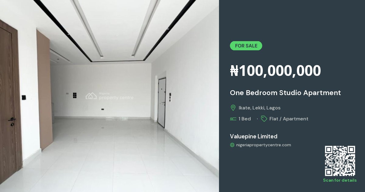 For Sale: One Bedroom Studio Apartment, Coastal Road, Ikate, Lekki ...