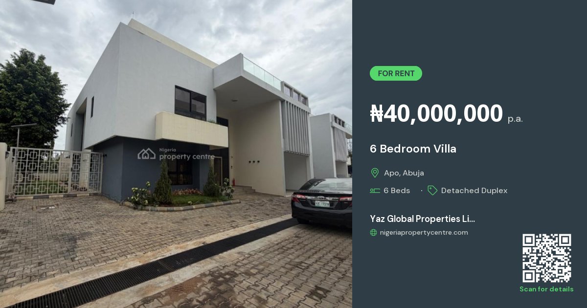 For Rent: 6 Bedroom Villa, Apo Legislative Quarters, Apo, Abuja | 6 ...