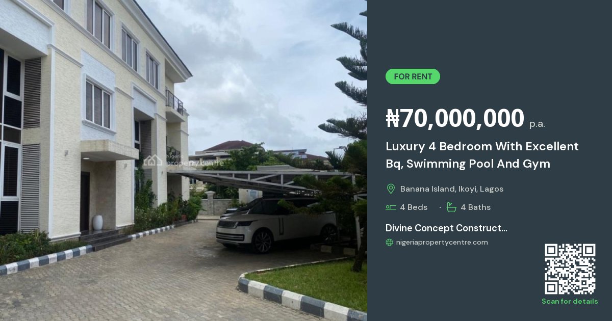 For Rent: Luxury 4 Bedroom With Excellent Bq, Swimming Pool And Gym ...