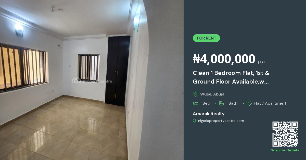 For Rent: Clean 1 Bedroom Flat, 1st & Ground Floor Available,with ...