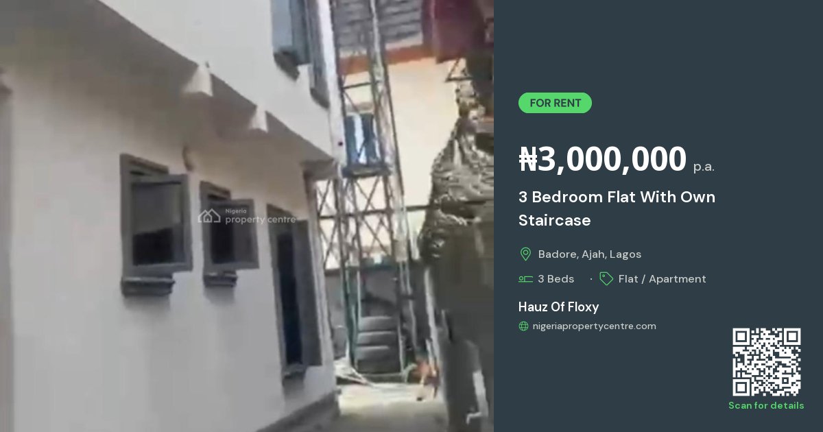 For Rent: 3 Bedroom Flat With Own Staircase, Badore, Ajah, Lagos | 3 ...