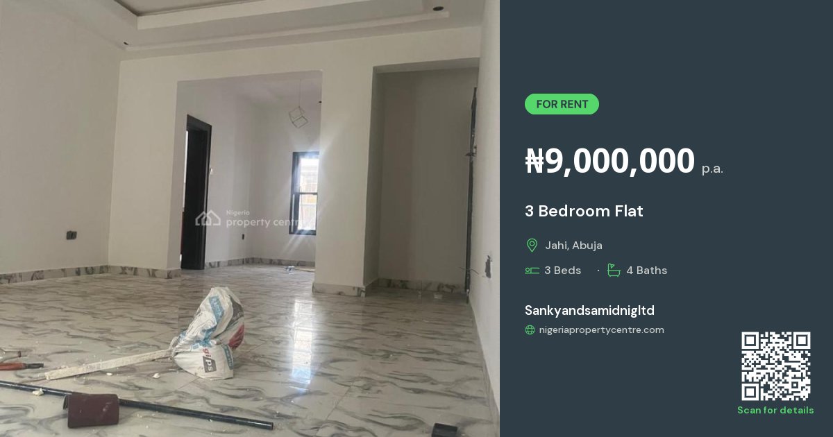 For Rent: 3 Bedroom Flat, Jahi, Abuja | 3 Beds, 4 Baths | Nigeria ...