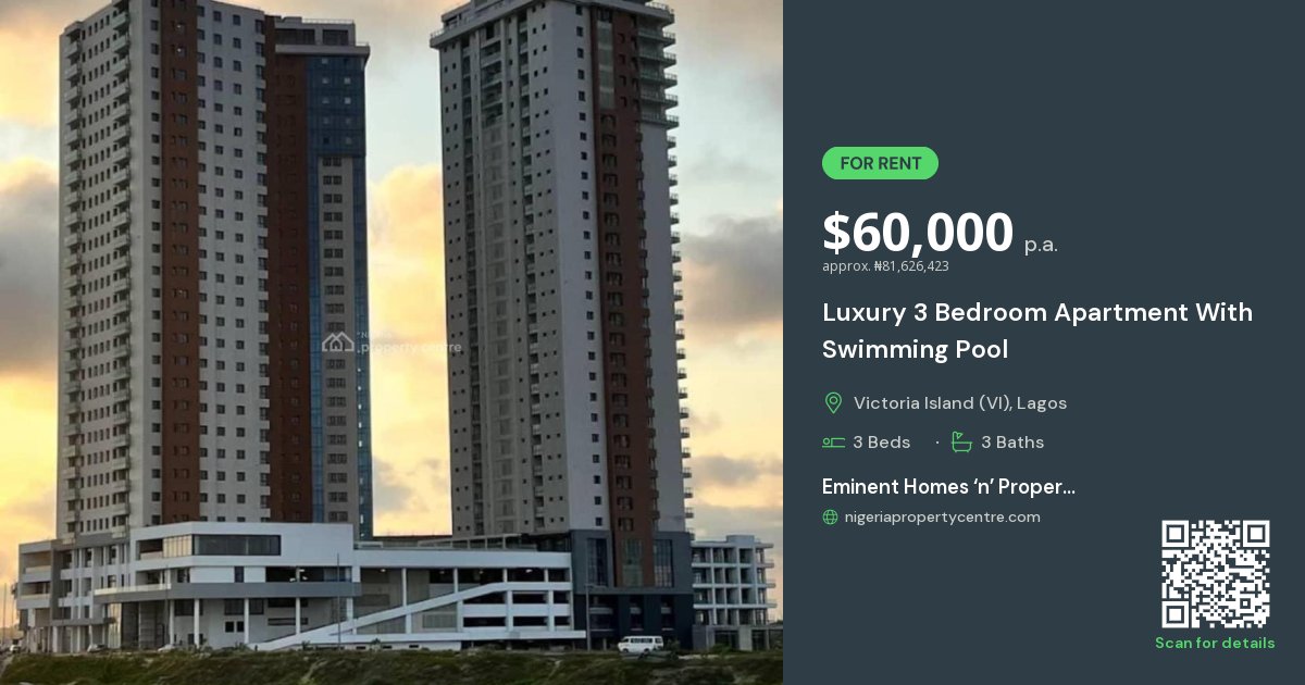 For Rent: Luxury 3 Bedroom Apartment With Swimming Pool, Eko Atlantic ...