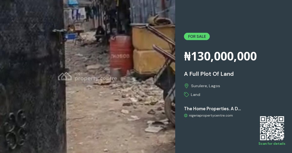 For Sale: A Full Plot Of Land, Owokoniran Martin, Surulere, Lagos ...
