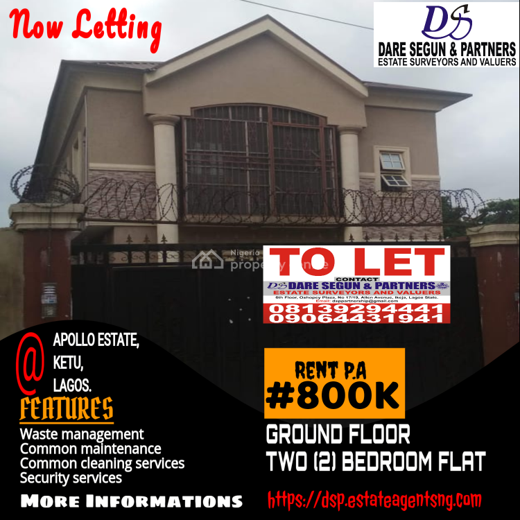 For Rent: Two Bedroom Flat, Apollo Estate,, Ketu, Lagos | 2 Beds, 2 ...